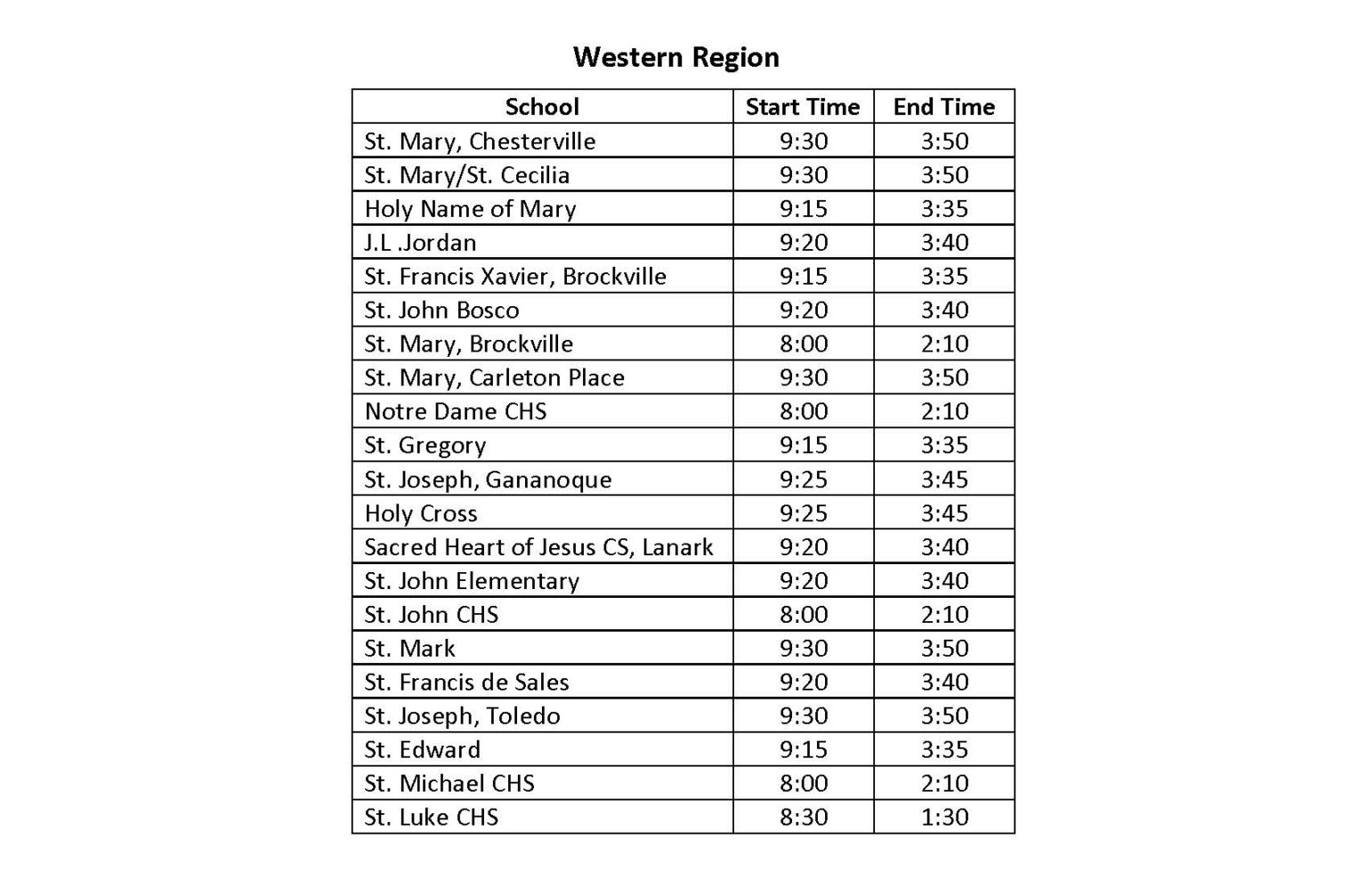 School Bell Times – Student Transportation of Eastern Ontario