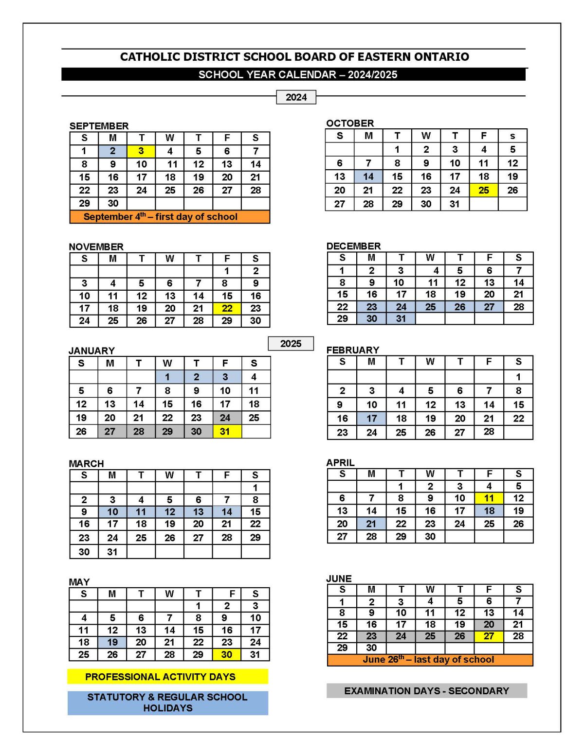 School Calendars – Student Transportation of Eastern Ontario